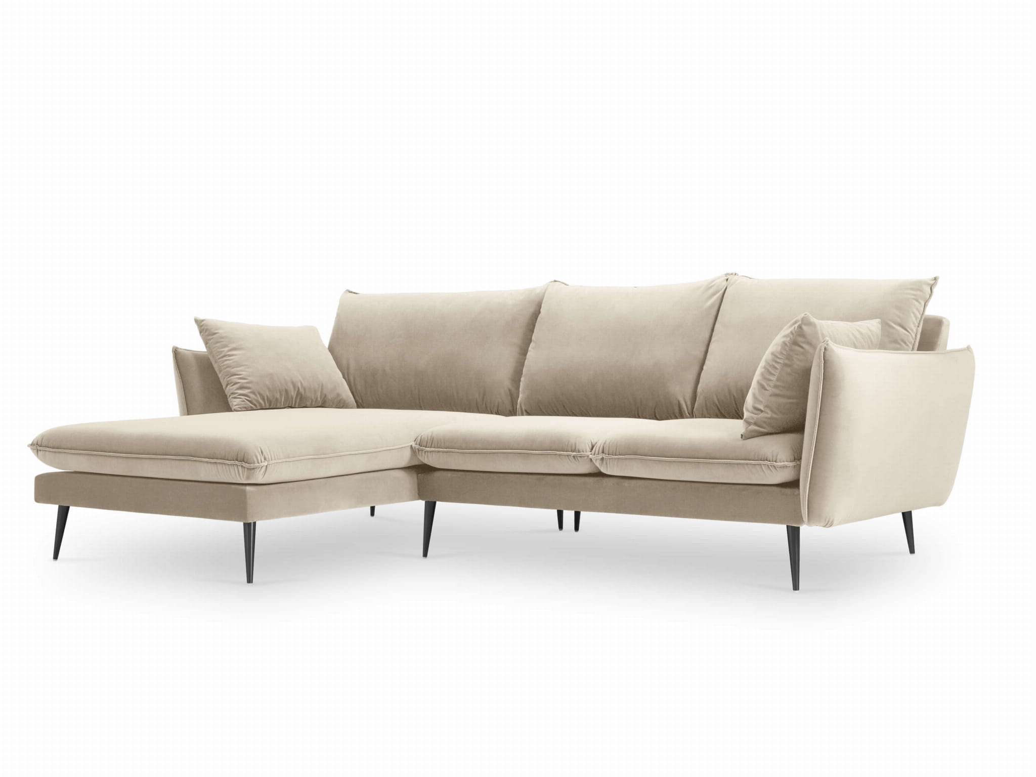 Narożnik beżowy aksamit czarne nóżki Elio - Design Town